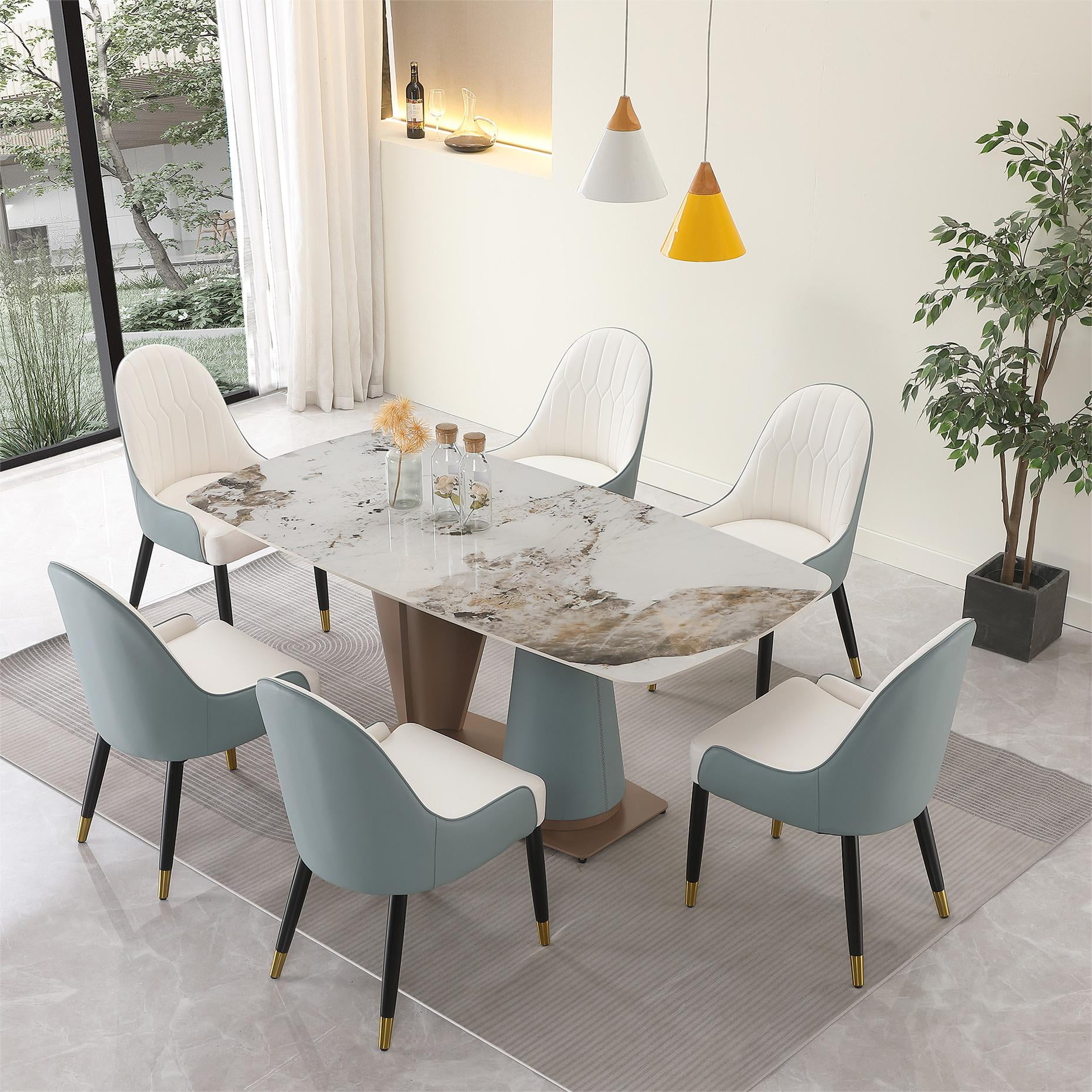 Montary Brand 71" Pandora Color Sintered Stone Rectangle Dining Table ...