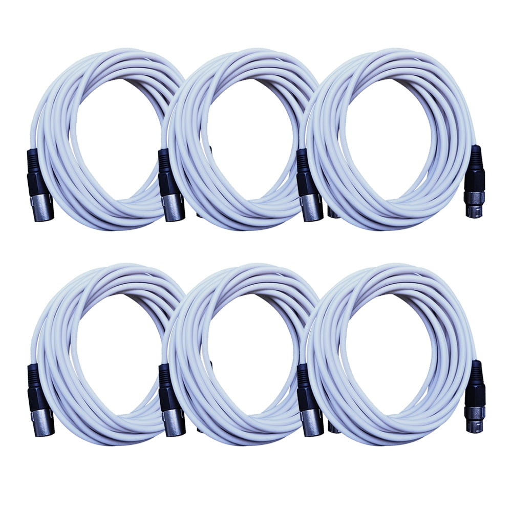 Seismic Audio - 6 Pack of White 25 Foot XLR Microphone Cables - 25' Mic ...