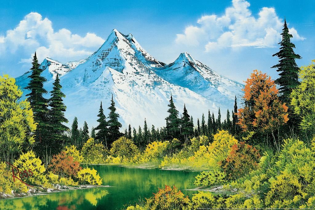 Laminated Bob Ross Meadow Lake Canvas Art Print Bob Ross Poster Bob ...