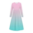 BLTIBY Girls Long Sleeve Dresses Casual Round Neck Gradient Printed ...
