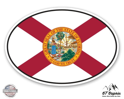 Florida State Flag Oval - 5" Vinyl Sticker - For Car Laptop I-Pad ...