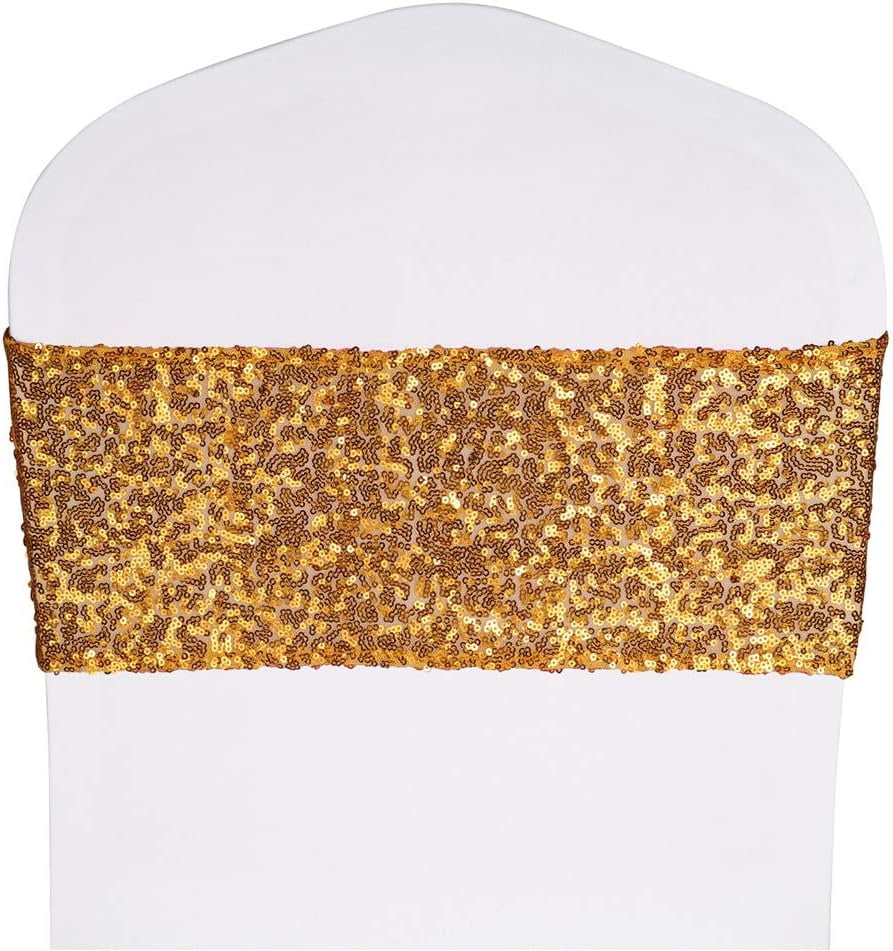 5/10/20pcs Stretch Sequin Chair Sashes Chair Bands One-Sided Sequins ...