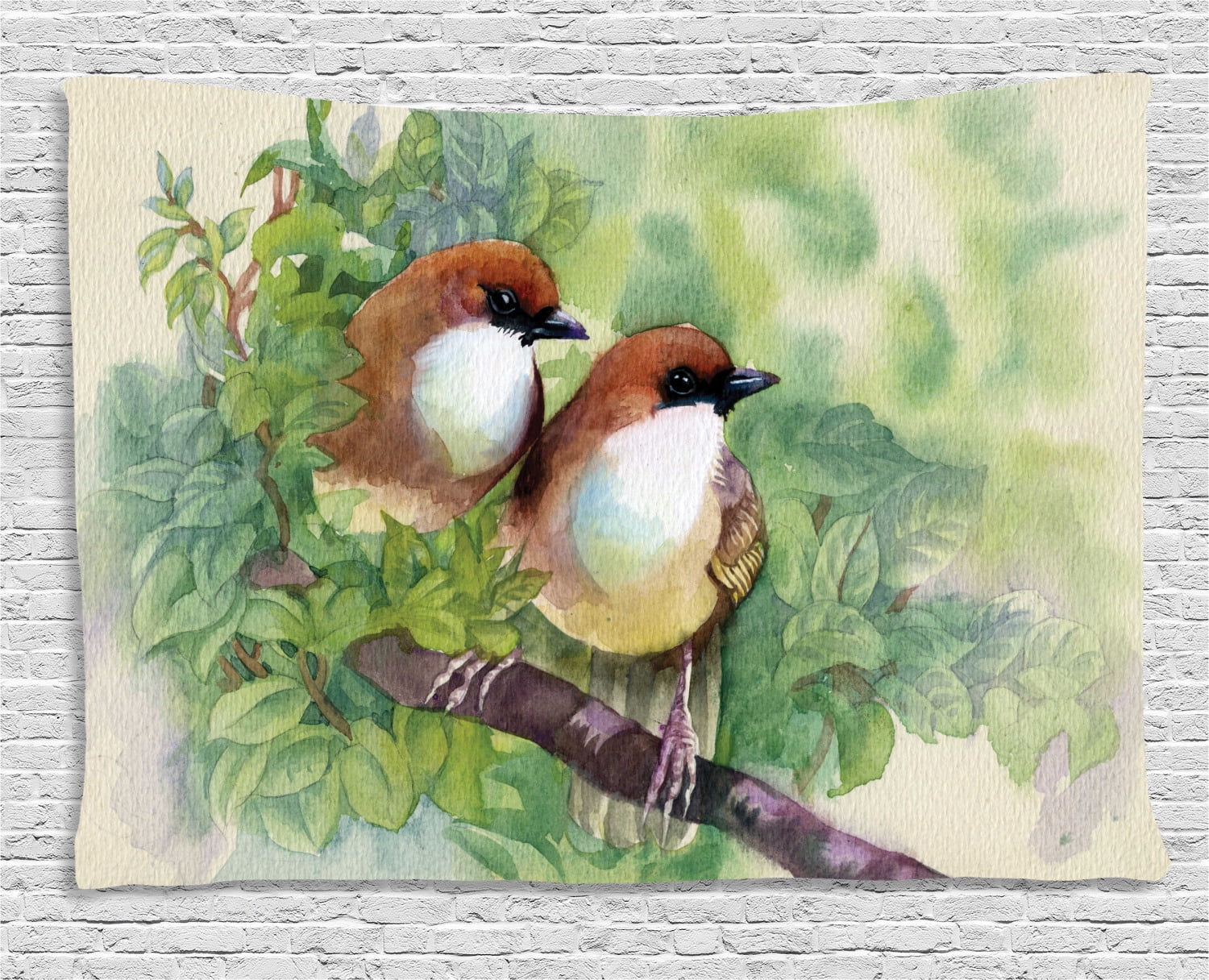 Birds Tapestry, A Pair of House Sparrow Birds Romantic Love Portrayal ...