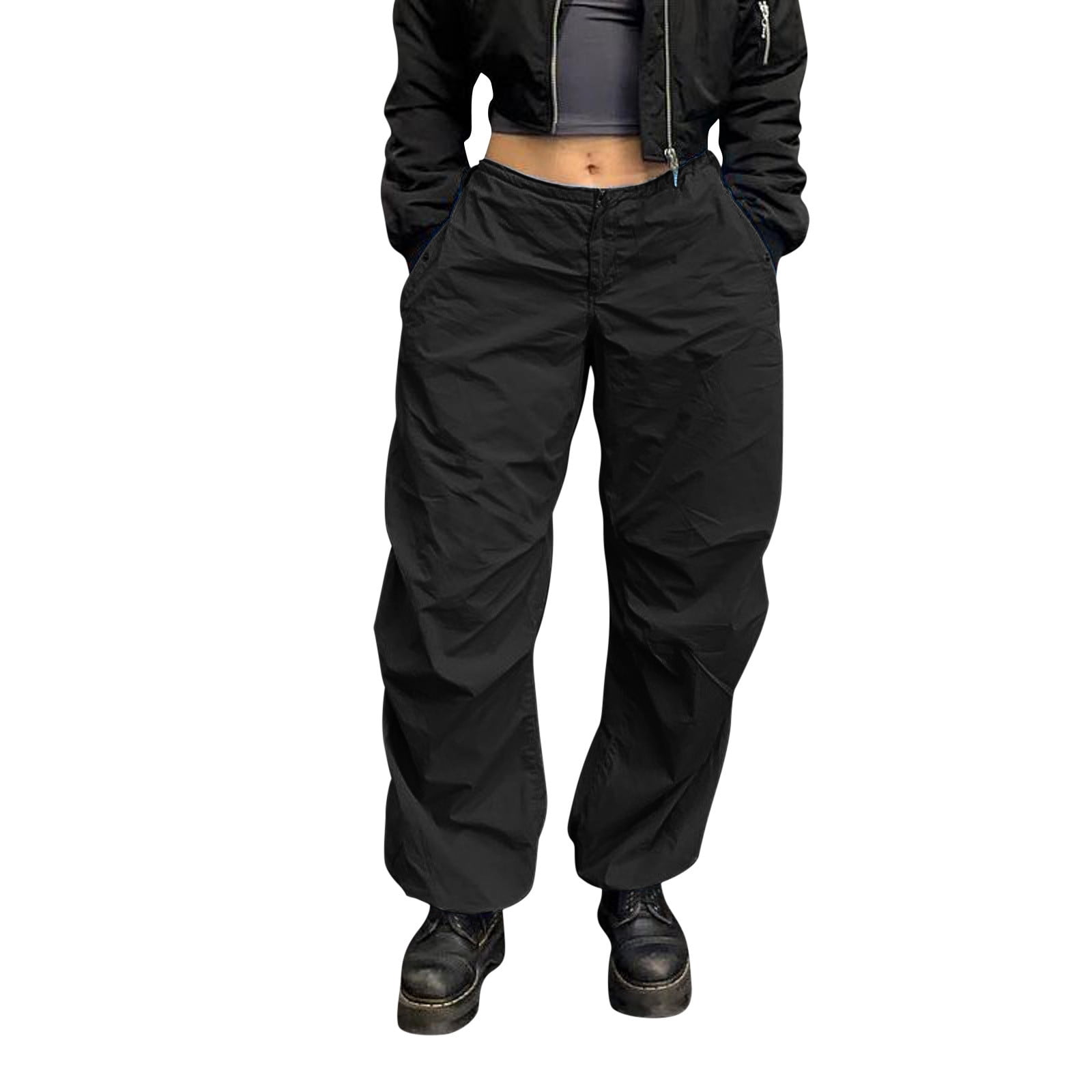 Sebtyili Womens Plus Size Tethered Straight Cargo Pants Straight Wide