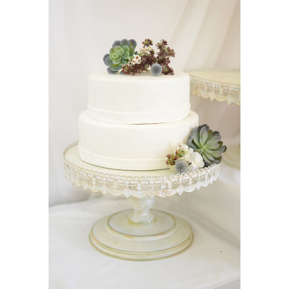 Vintage Metal Cake Stand White 16in. 9.75in. Tall (9.5in. To Cake Plate ...