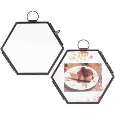 2pcs Wall Hanging Mini Photo Frames Double Glass Picture Frame with ...