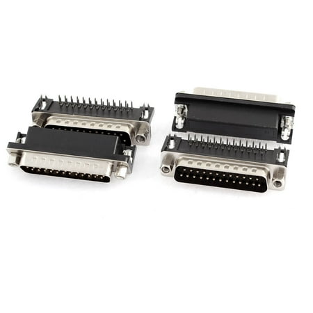 DB25 25 Pin Male Dual Row 90 Degree D-sub PCB Mount Connector Adapter ...