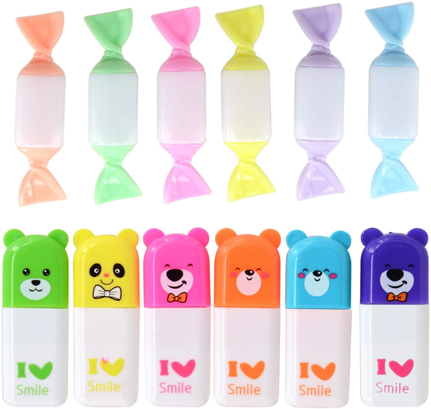 Novelty Cute Cartoon Highlighters Pens,HTWW Assorted 6 Mini Bear Style ...
