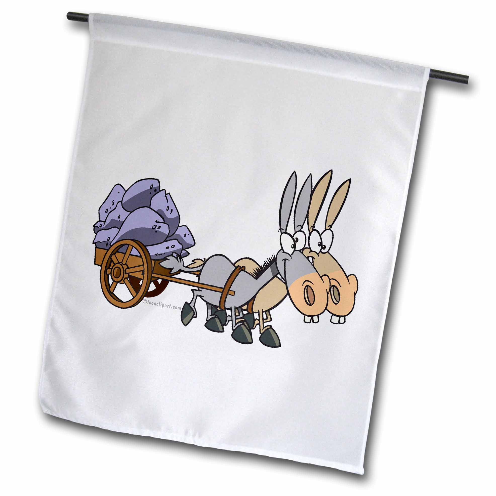 3dRose Teamwork Donkeys Mules Cartoon - Garden Flag, 12 by 18-inch ...