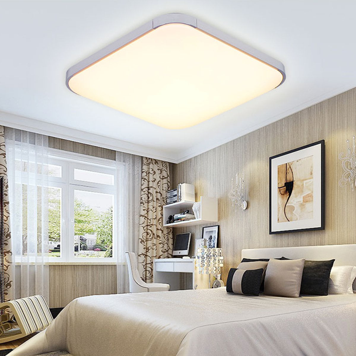 24W Square Modern LED Ceiling Light Warm White Dimming Ceiling Down ...
