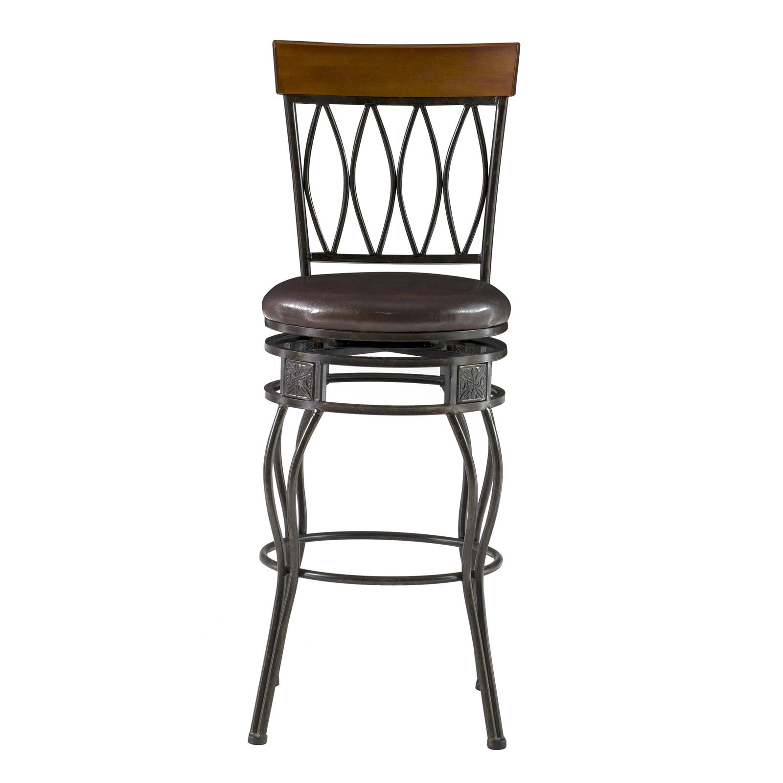 Big Tall Metal Ornate Back Bar Stool With Swivel And Arms,