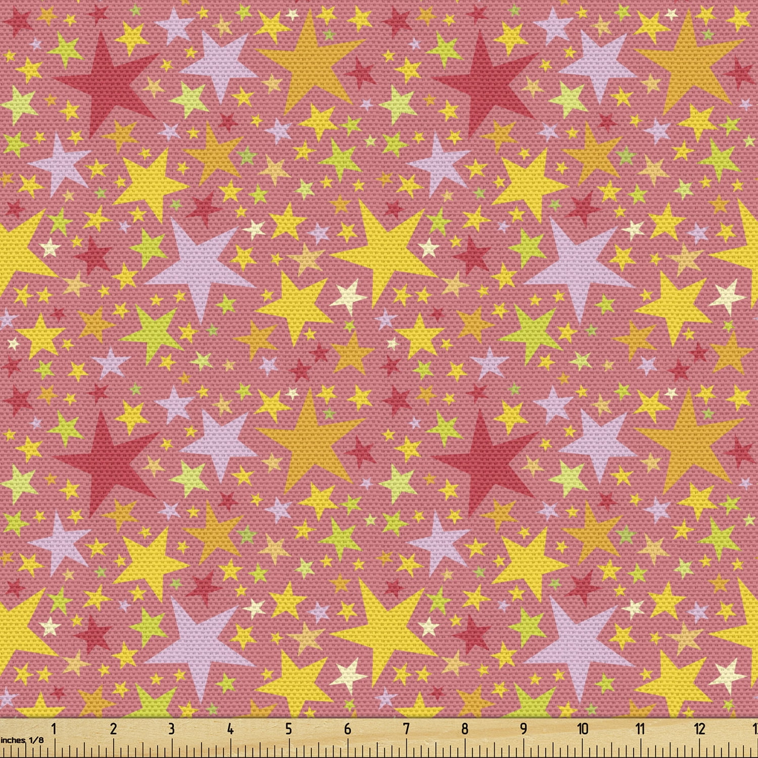 Stars Fabric by the Yard, Colorful Doodle Style Ornate Celestial ...