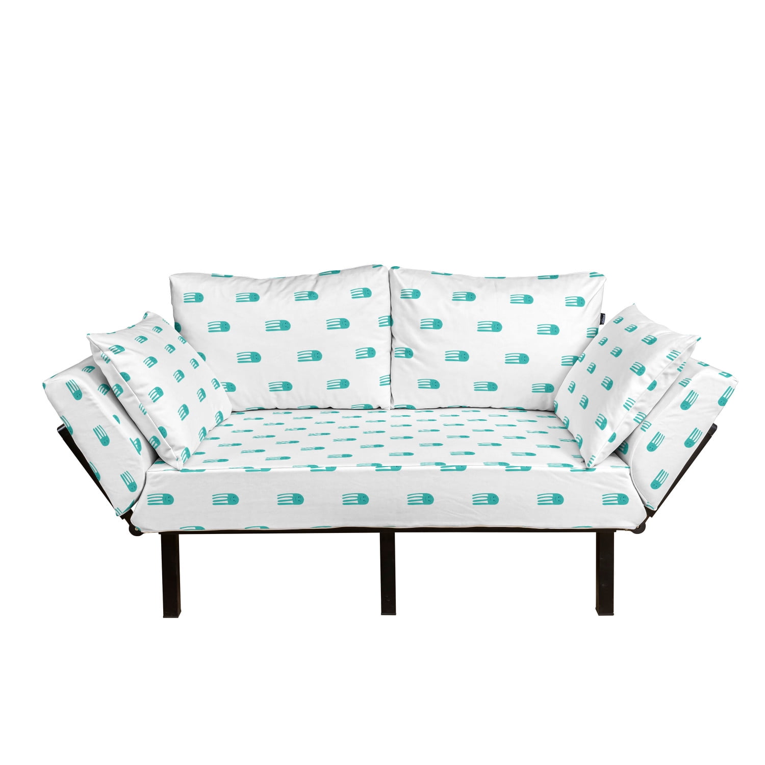 Jellyfish Futon Couch, Funny Hand Drawn Oceanic Characters Style ...