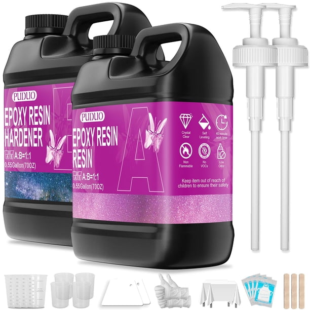 Kit de resina epoxídica Puduo, 4,2 L, resina artística transparente sin ...