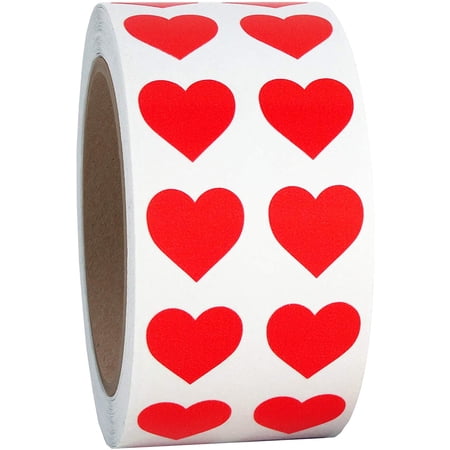 Red Heart Shaped Sticker Labels, 1/2" Diameter, 1000 per Roll.5 inch ...