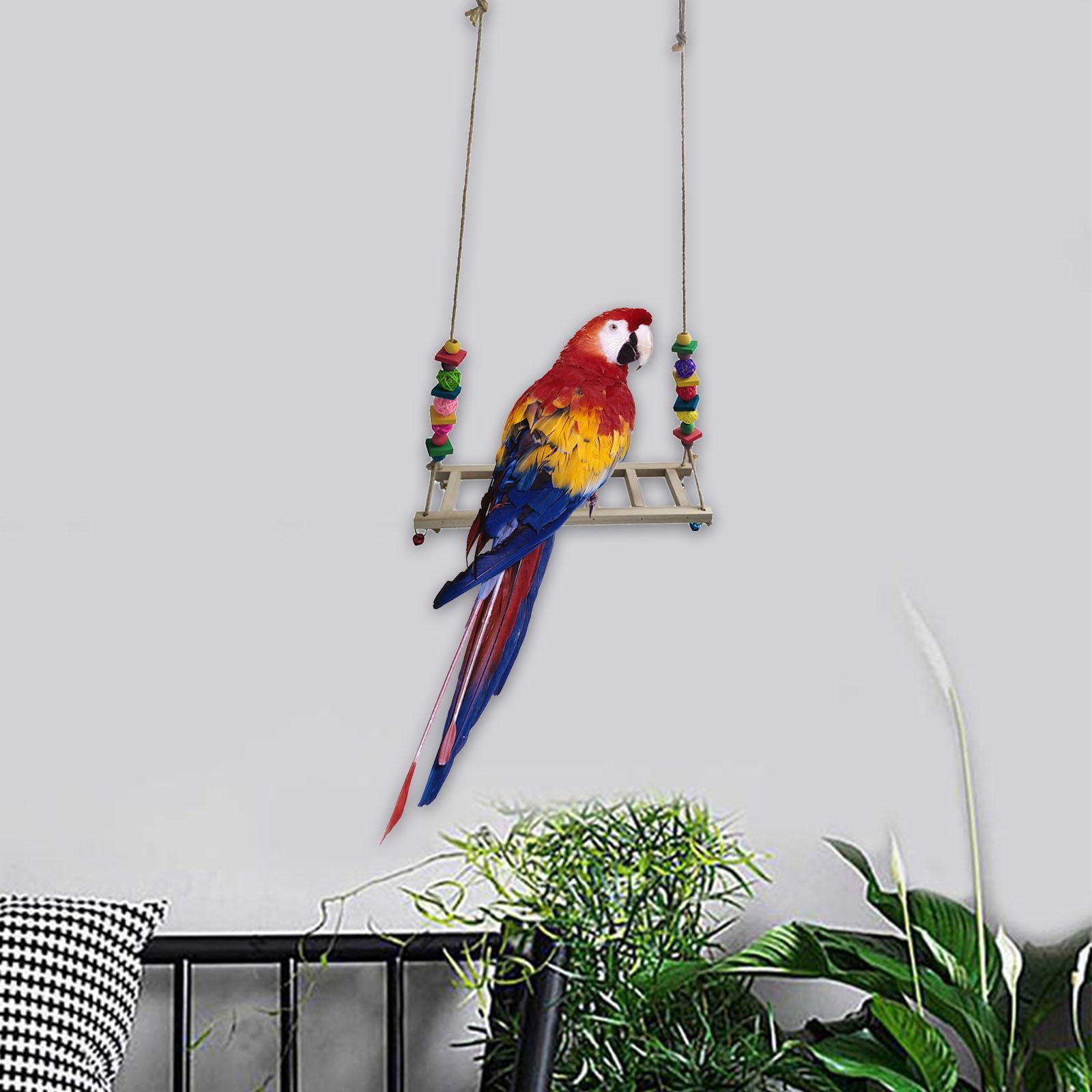 Wooden Chicken Swing Perch Play Toy Coop Accessories Ladder Cage ...