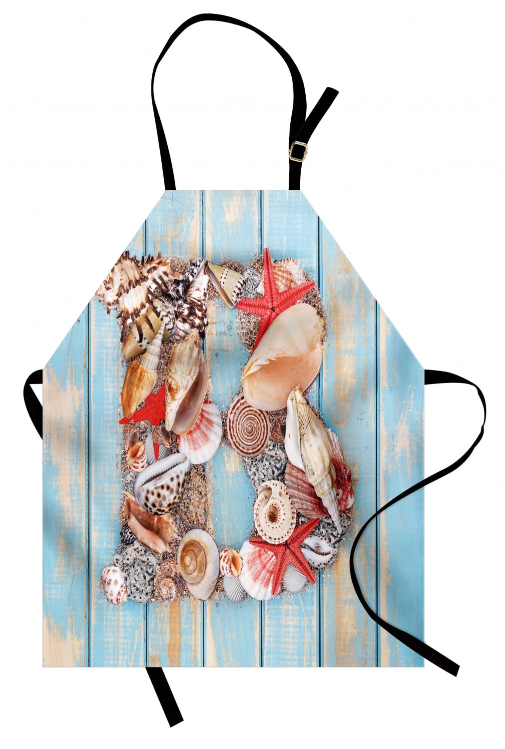 Letter B Apron Alphabet ABC Ocean Theme Elements Starfish Seashell Pale ...