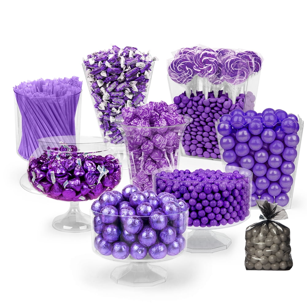 Purple Candy Buffet - (Approx 14lbs) Includes Hershey's Kisses, Sixlets ...