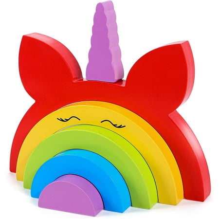 Unicorn Rainbow Stacker Wooden Stacking Game Nesting Puzzles Preschool ...