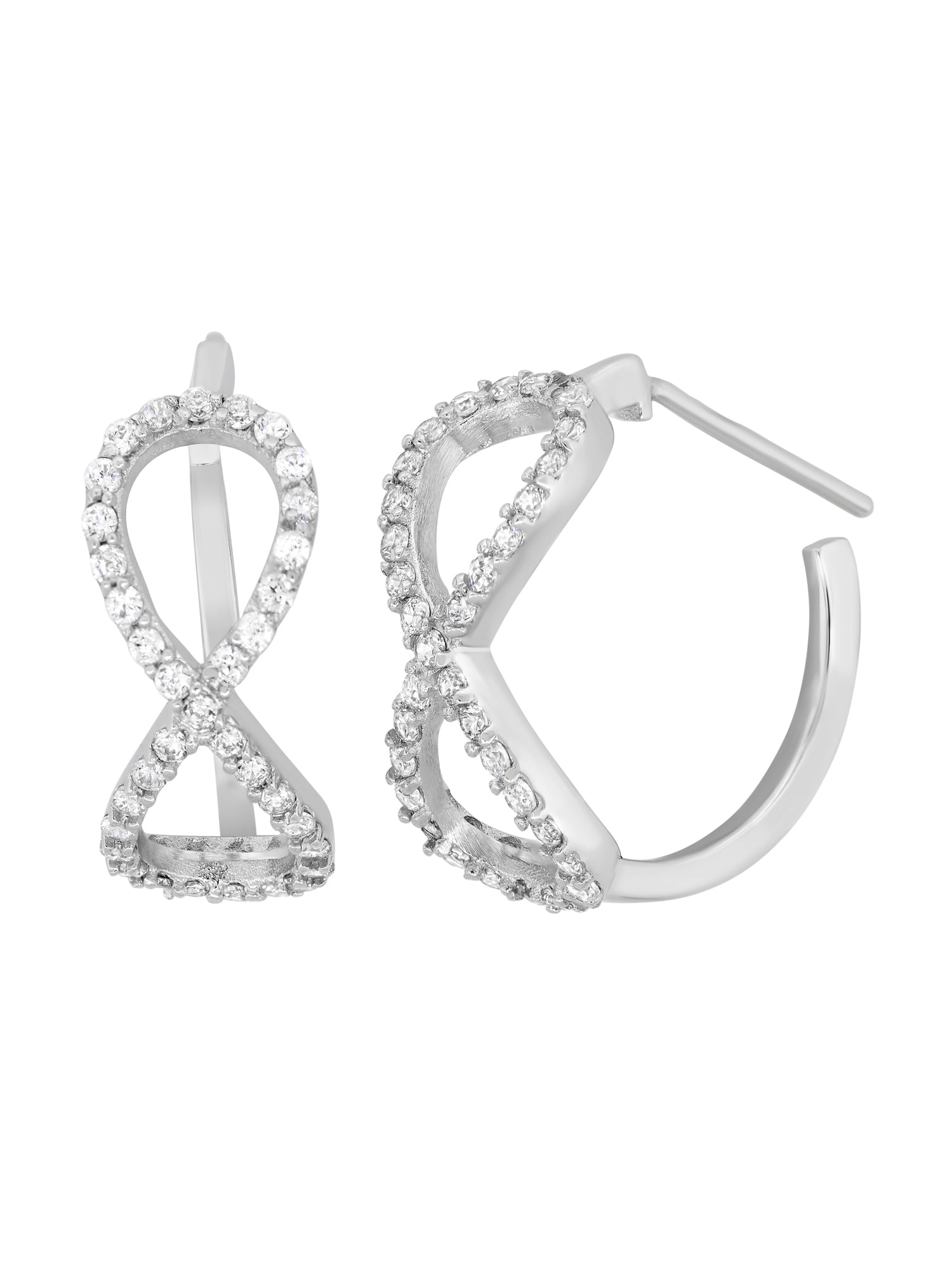 CZ Sterling Silver Infinity C-Hoop Earrings - Walmart.com