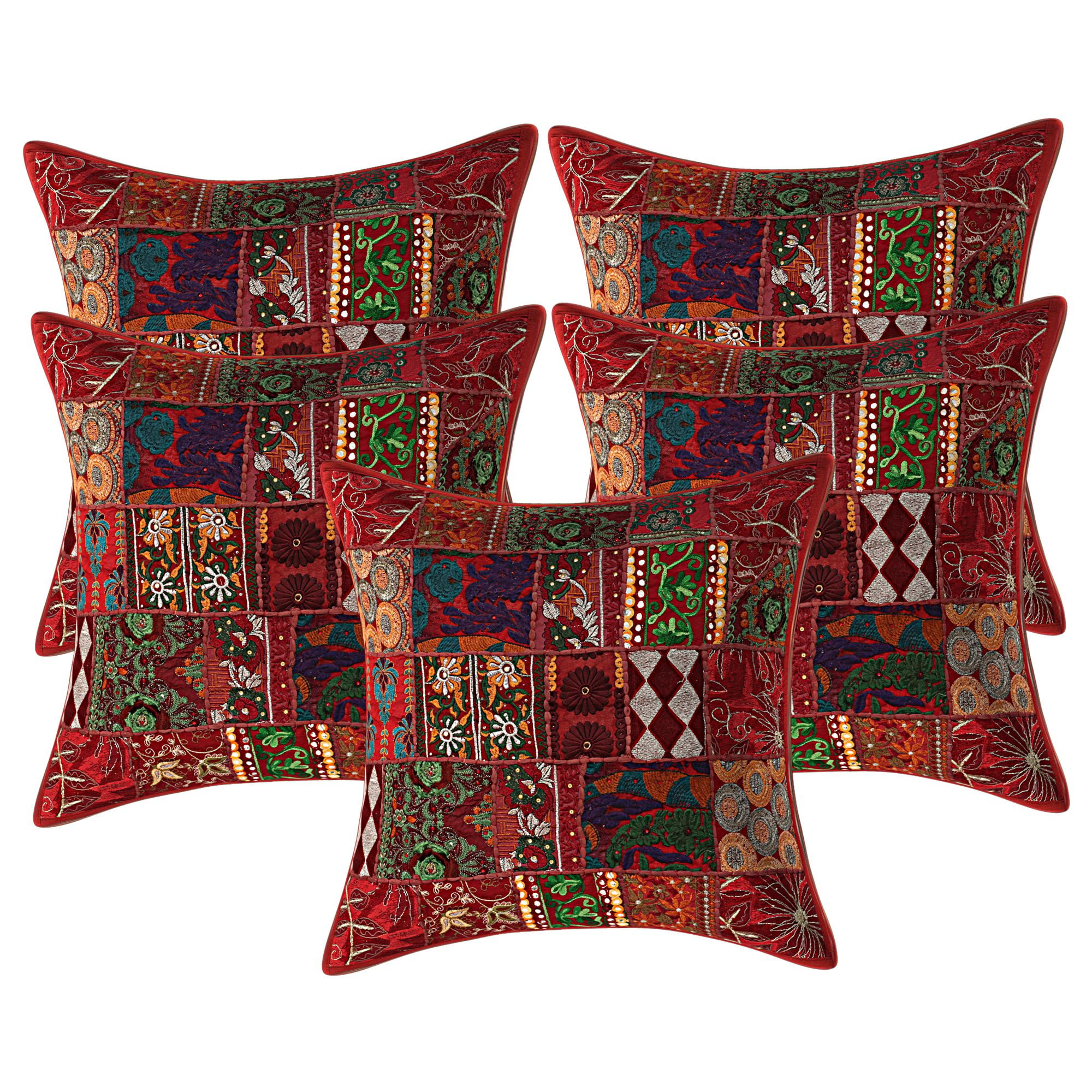Stylo Culture Indian Vintage Patchwork Floral Settee Sofa Throw Pillow ...