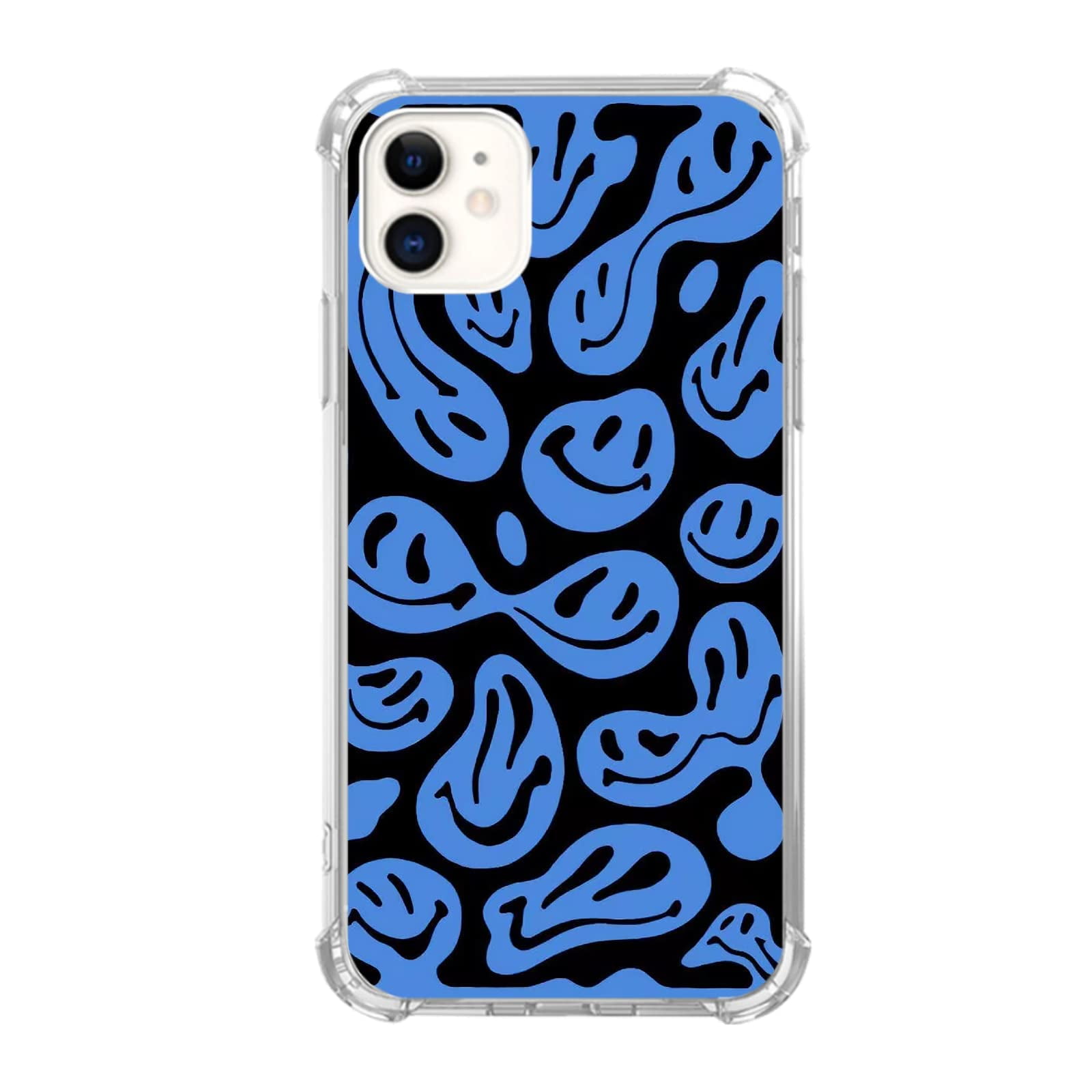 Blue Smiley Face Case Compatible with iPhone 12,Aesthetic Art Design ...