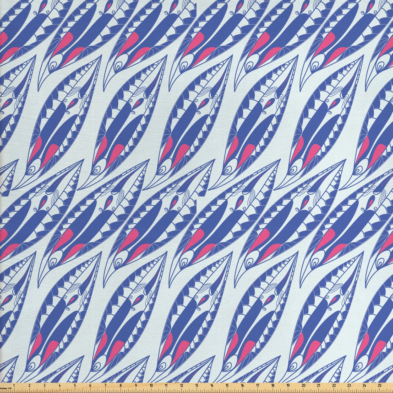 Abstract Fabric by the Yard, Tribal Leaf Pattern Native American Style ...