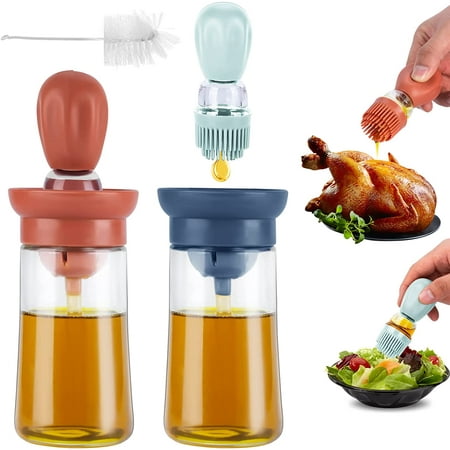 Oil Dispenser Bottle with Brush 2 In 1 [2 Pack] Olive Oil Bottle ...