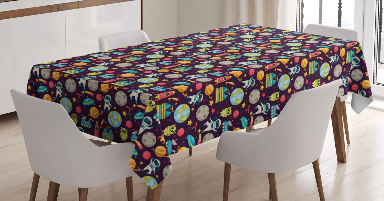 Outer Space Tablecloth, Galaxy Party Pattern Ufo Aliens Telescope ...