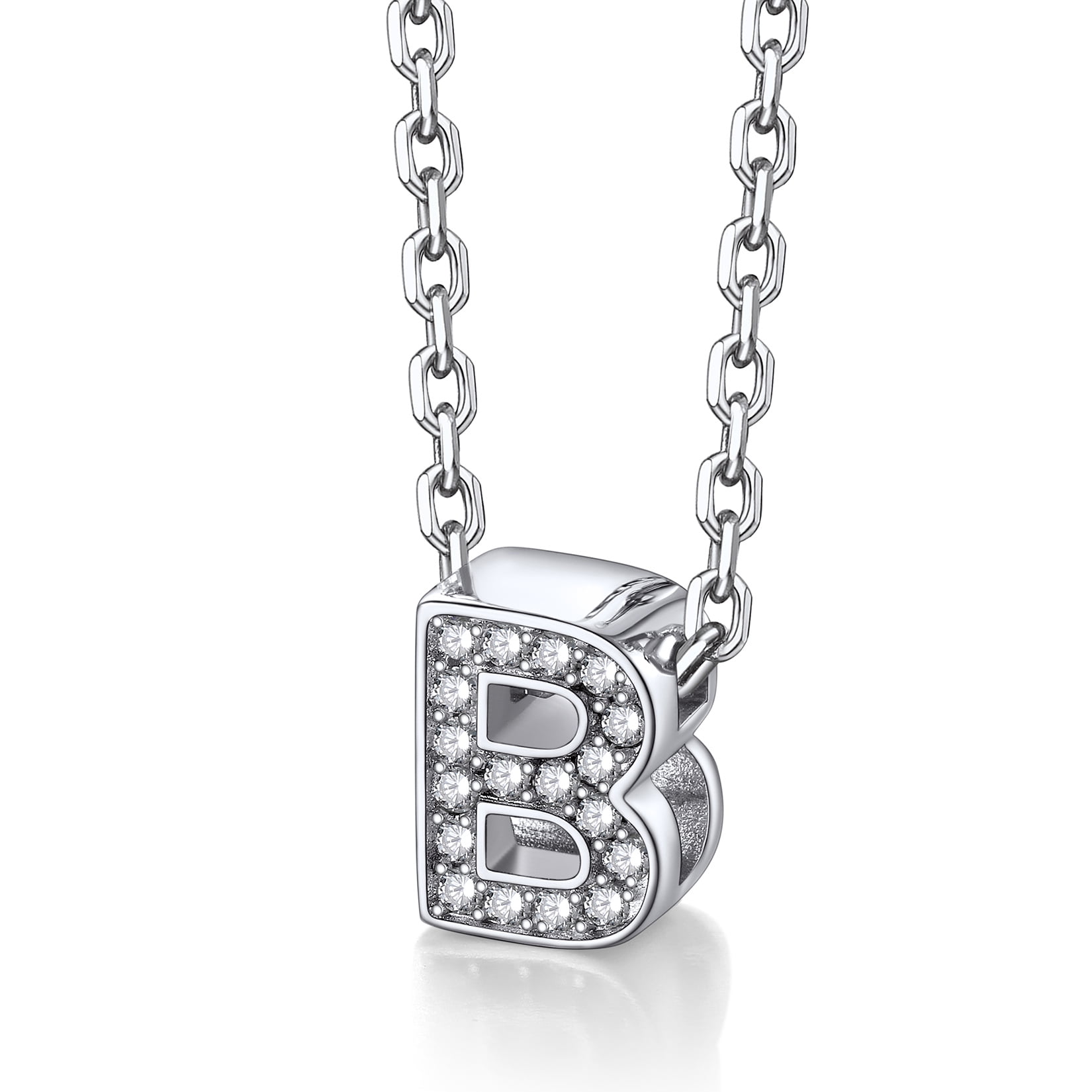 Silvora Women Sterling Silver Initial Necklace with Sparking Cubic ...