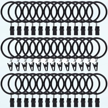 60 Pack Metal Curtain Rings with Clips, Curtain Clip Rings Hooks for ...