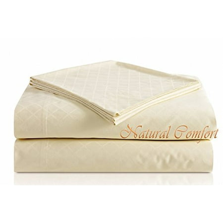 Natural Comfort Premier Hotel Select Sheet Set, Queen, Cream/Jacquard ...