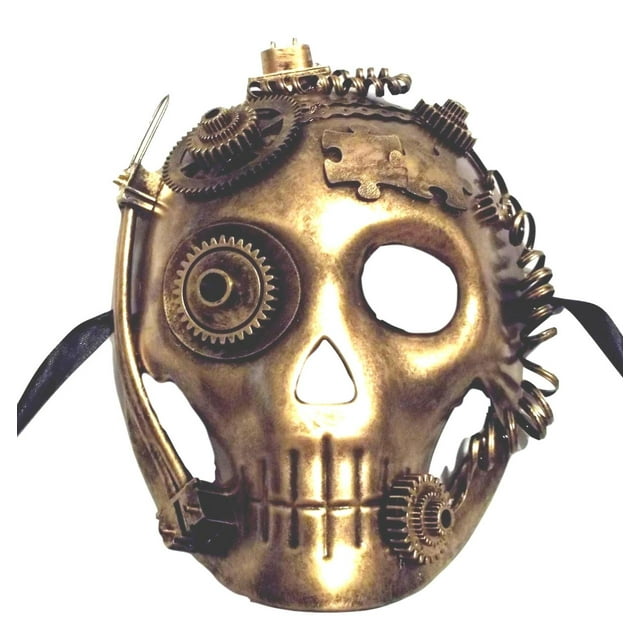 Steampunk Skull Gold Halloween Masquerade Mask Skeleton - Walmart.com