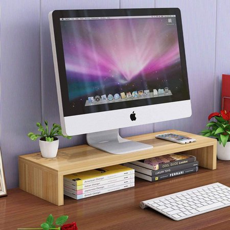 Monitor Stand/Wood Computer Shelf Sturdy Ergonomic for Home & Office ...