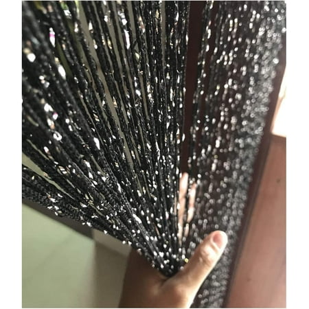 ZC5HAO 1x2 M Door String Curtain Rare Flat Silver Ribbon Thread Fringe ...