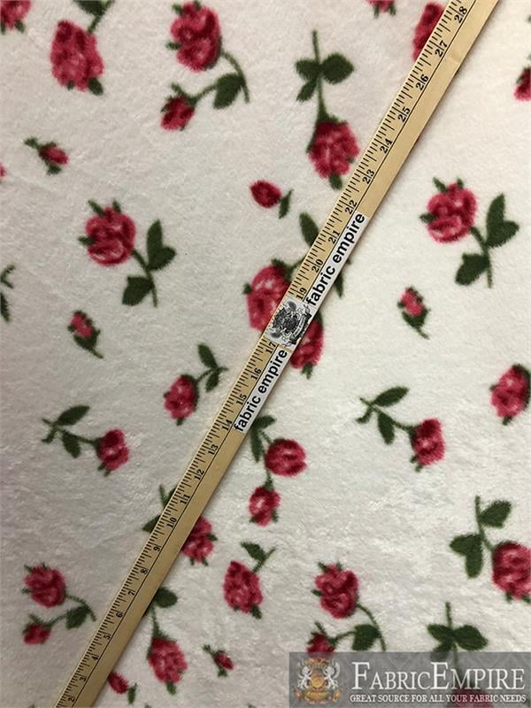 Fleece Printed Fabric MINI ROSES RED / 58" Wide / Sold by the yard ...