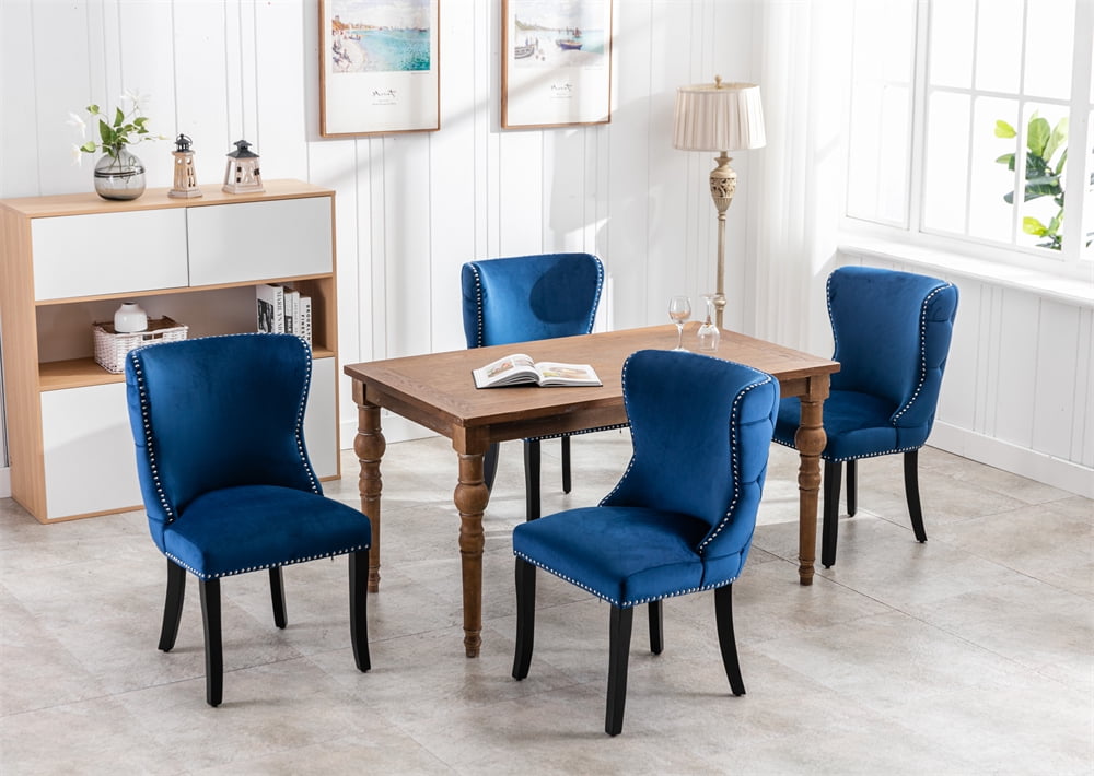 2 Piece Dining Chairs Set, Button Tufted Kitchen Chair with Nailhead ...