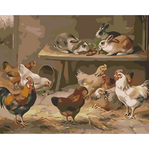 DIY Oil Painting Chicken Beak Bird Vertebrate Phasianidae Comb Cartoon ...