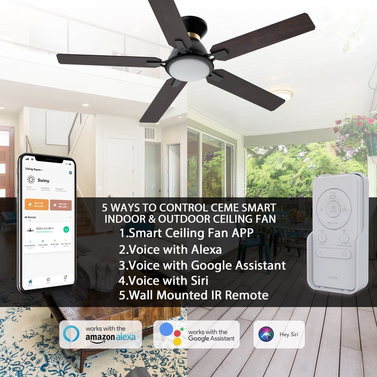 52 Alexa 3 Blade Led Ceiling Fan With Remote Control | Shelly Lighting