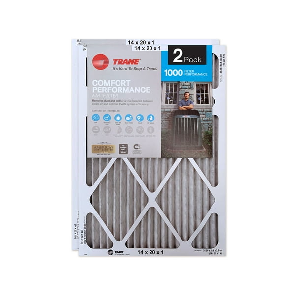 14 x 20 x 1 Trane comfort performance air filter, 1000 micro particle ...