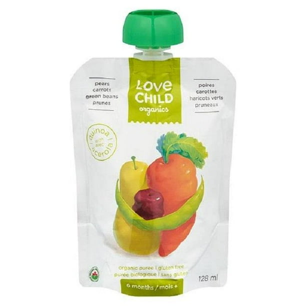 Love Child - Puree - Pears, Carrots, Green Beans & Prunes, 128ml ...
