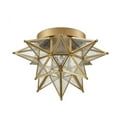 Brass Moravian Star Light Flush Mount Celing Lights Seeded Glass Shade ...