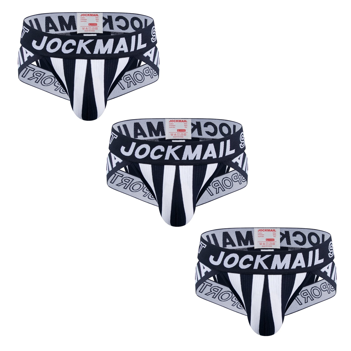 JOCKMAIL 3PCS/PACK Mens Underwear Briefs Wide Belt Striped Athletic ...