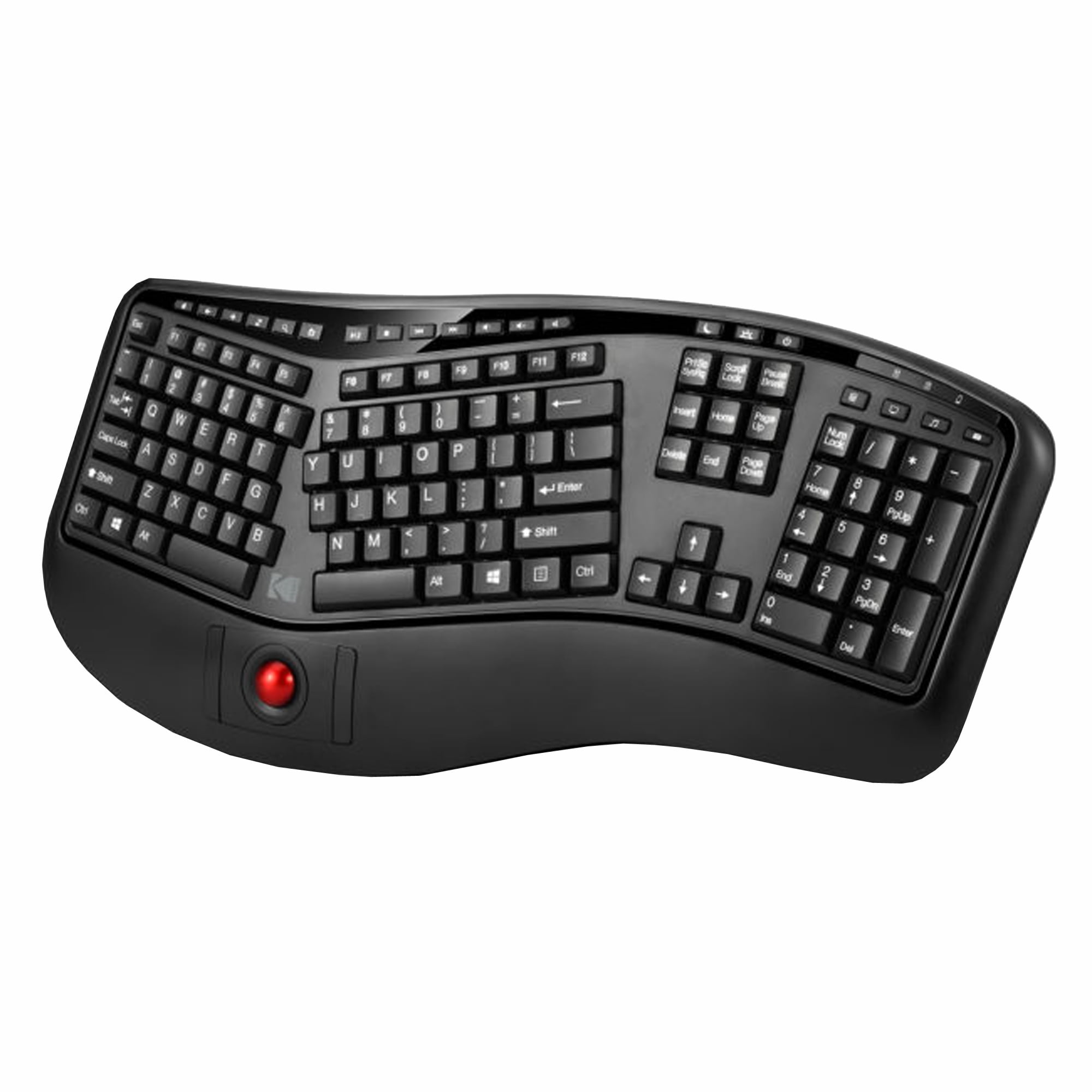 Kodak TruForm 3500 Wireless Ergonomic Trackball Keyboard, Black ...