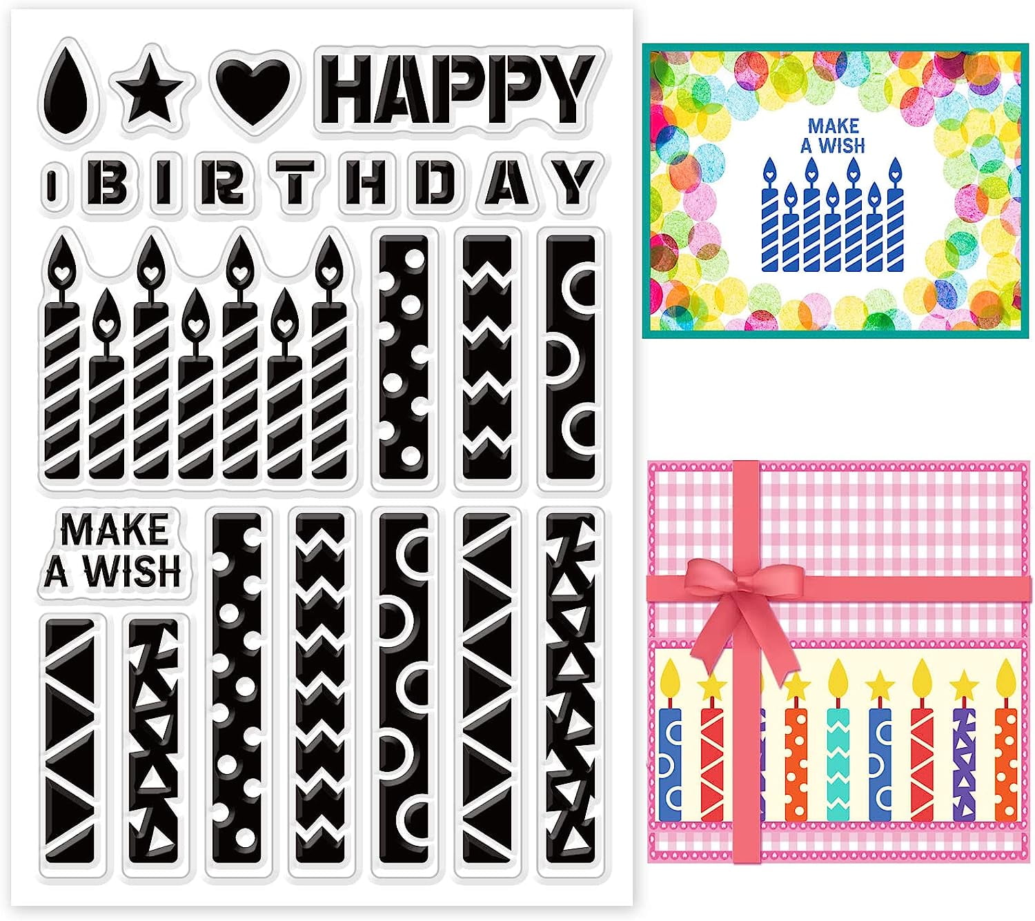 1sheet Birthday Clear Stamp Candle Silicone Rubber Stamp Transparent ...