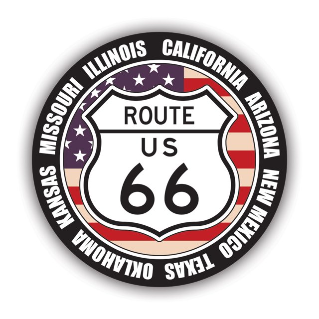 Round US Route 66 Sign Sticker Decal - Self Adhesive Vinyl - Weatherproof - Made in USA - 8 ...