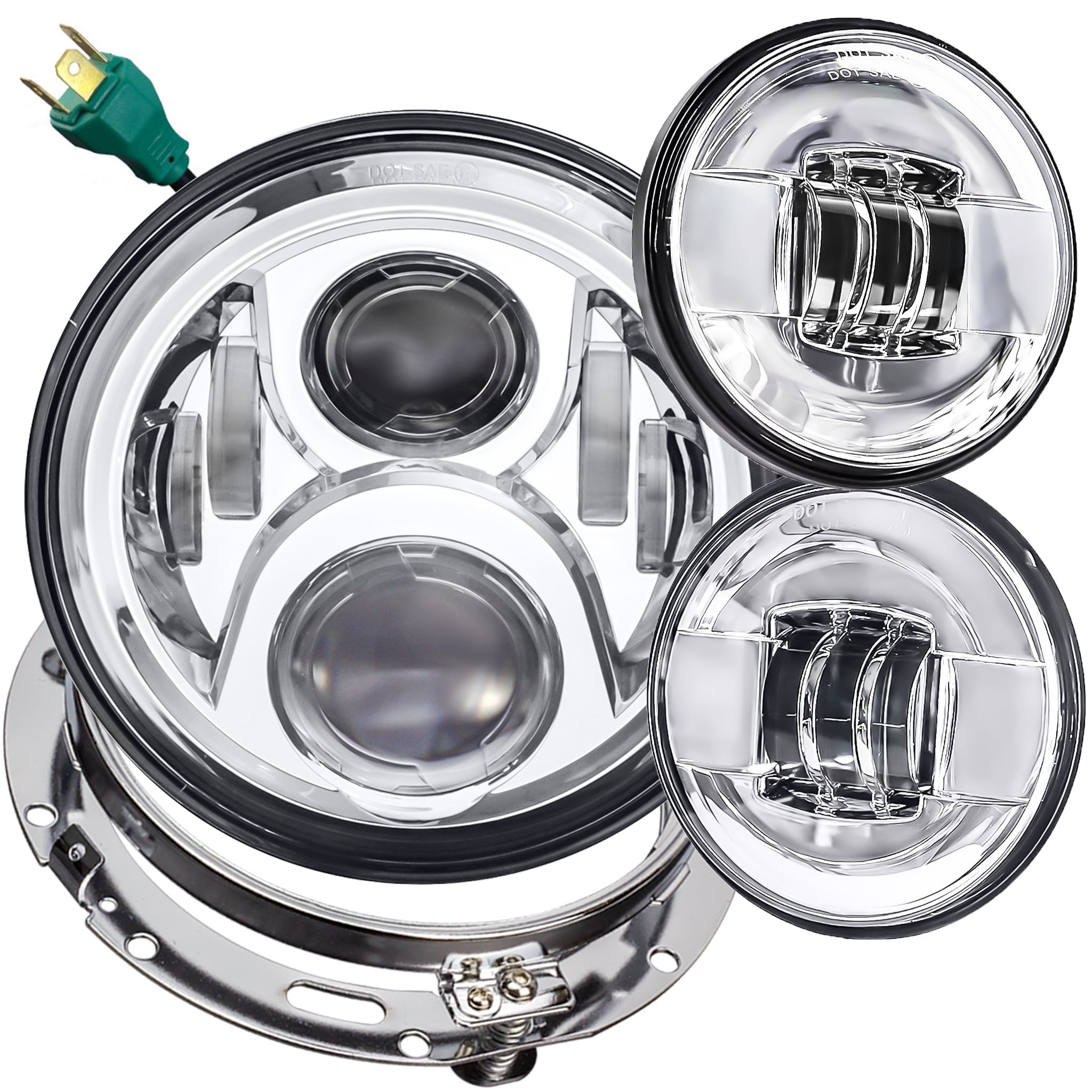 Eagle Lights 7" LED Headlight and 4.5" LED Passing Light Kit for Harley ...