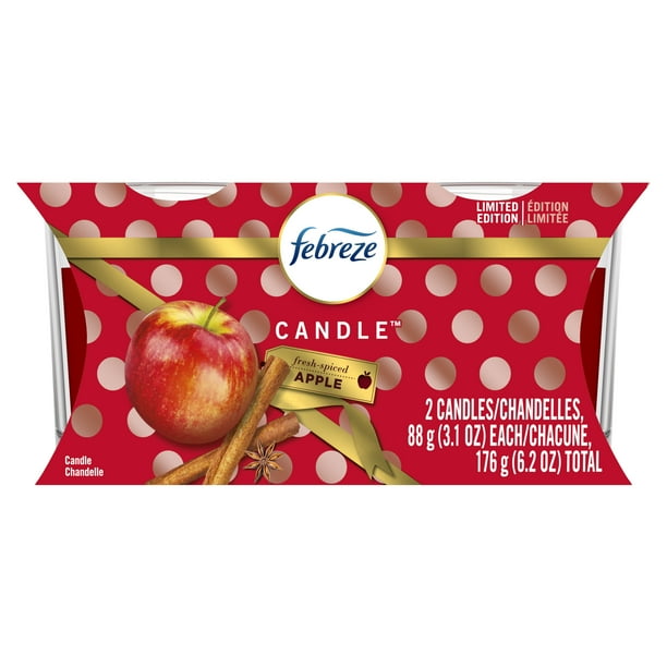 Febreze Candle, Fresh-Spiced Apple Scent, 3.1 oz. Double-Wick Mini ...