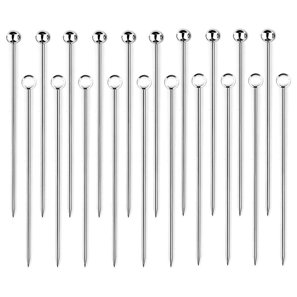 PHANY 20 Pieces Stainless Steel Cocktail Picks Fruit Stick Toothpicks ...