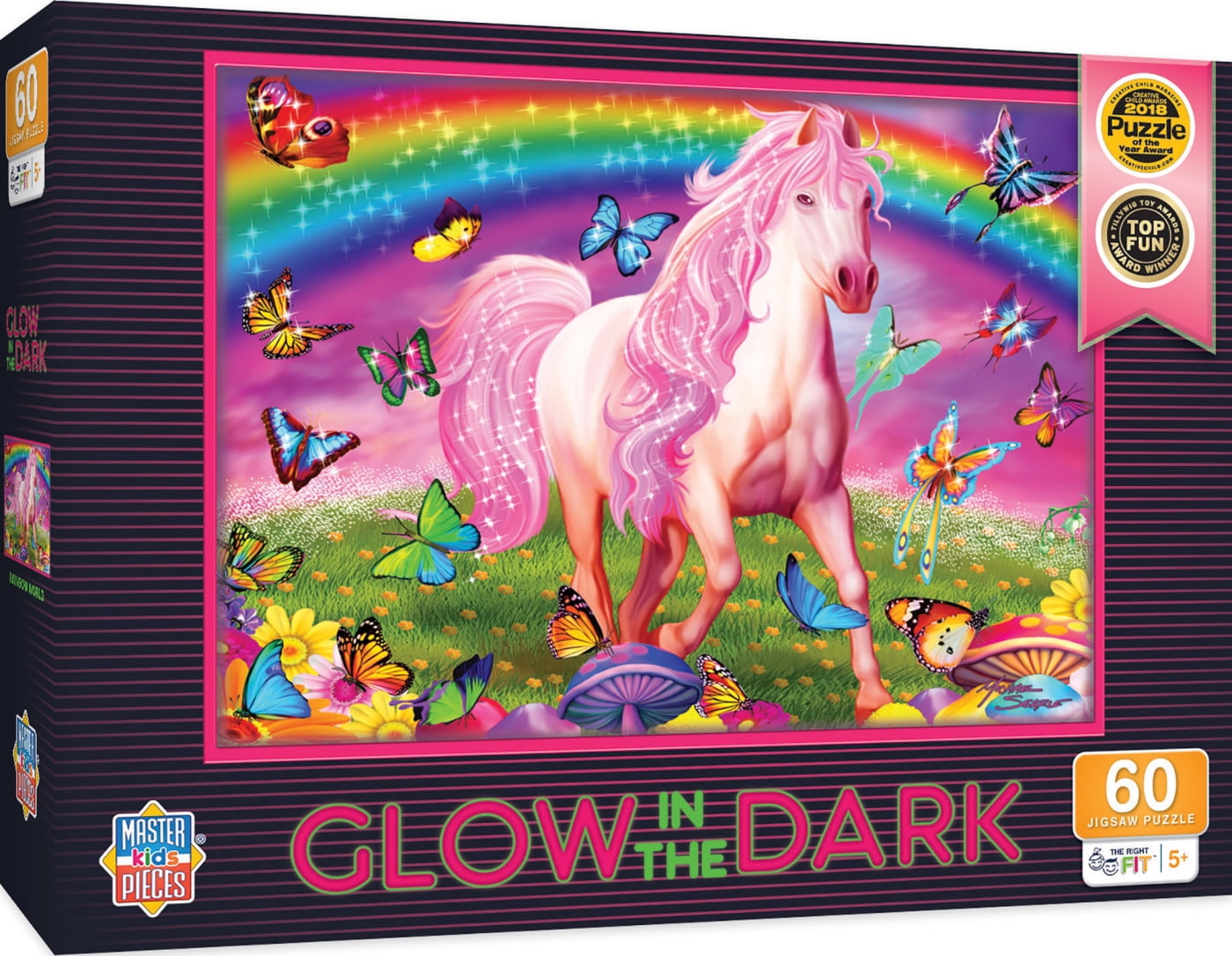 MasterPieces 60 Piece Glow in the Dark Puzzle - Rainbow World - 14"x19 ...